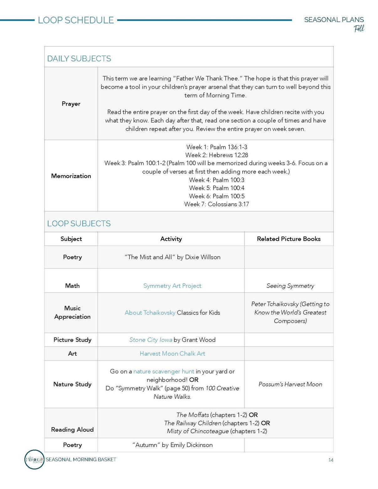 Fall Morning Time Plans – Homeschool Better Together