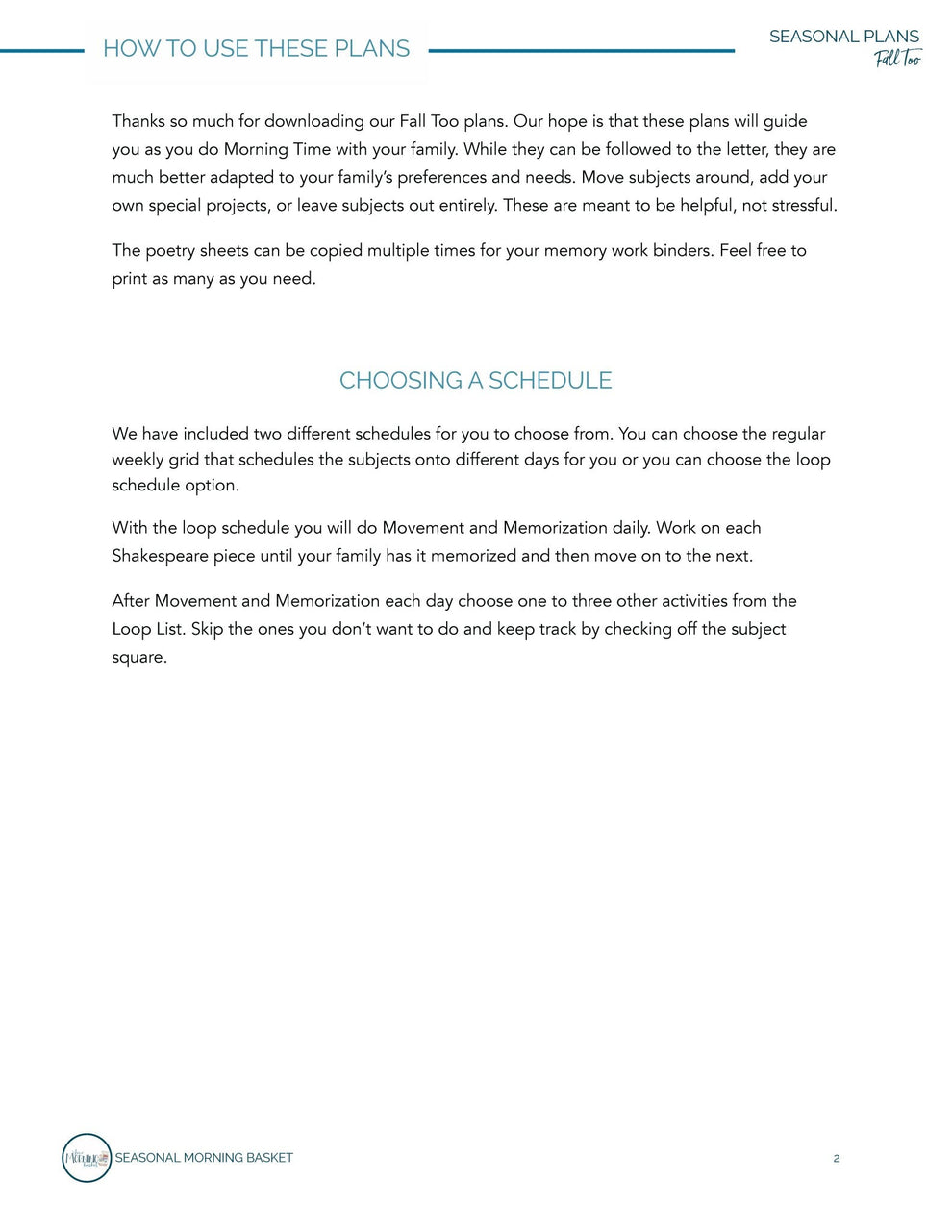 Fall Too Morning Time Plans – Homeschool Better Together