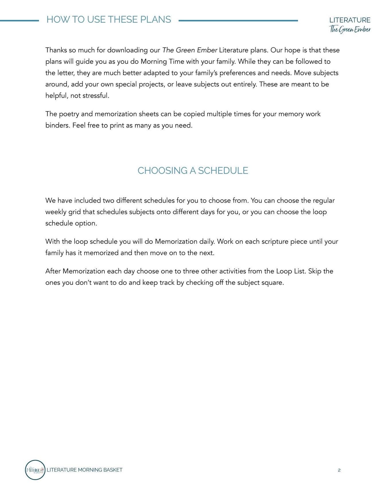 The Green Ember Morning Time Plans – Homeschool Better Together