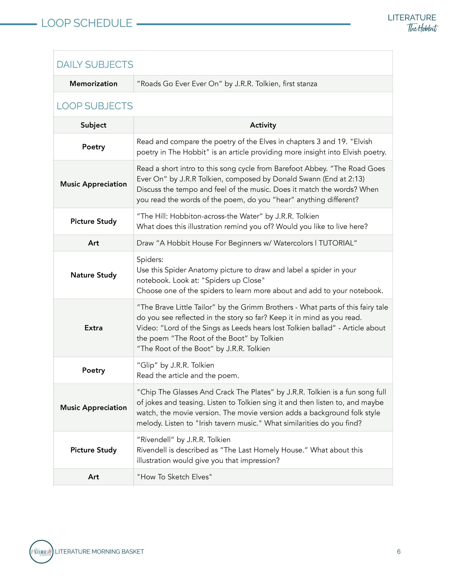 The Hobbit Morning Time Plans – Homeschool Better Together