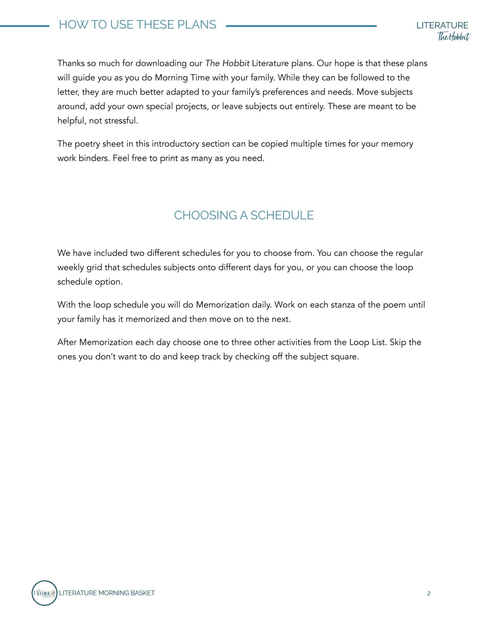 The Hobbit Morning Time Plans – Homeschool Better Together