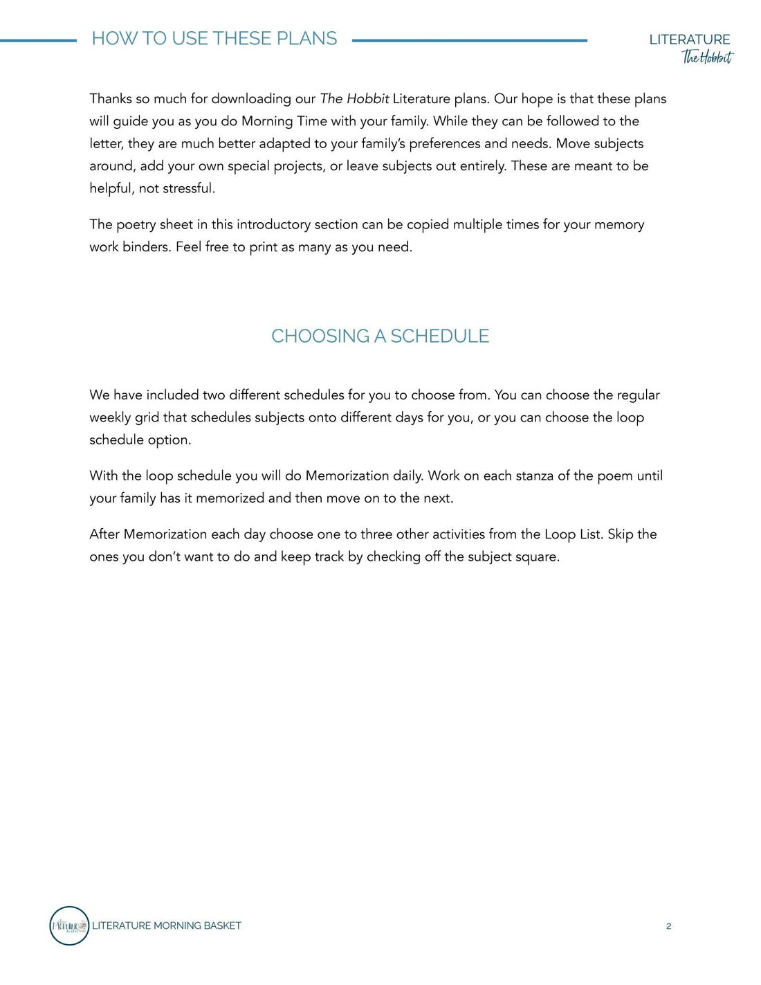 The Hobbit Morning Time Plans – Homeschool Better Together