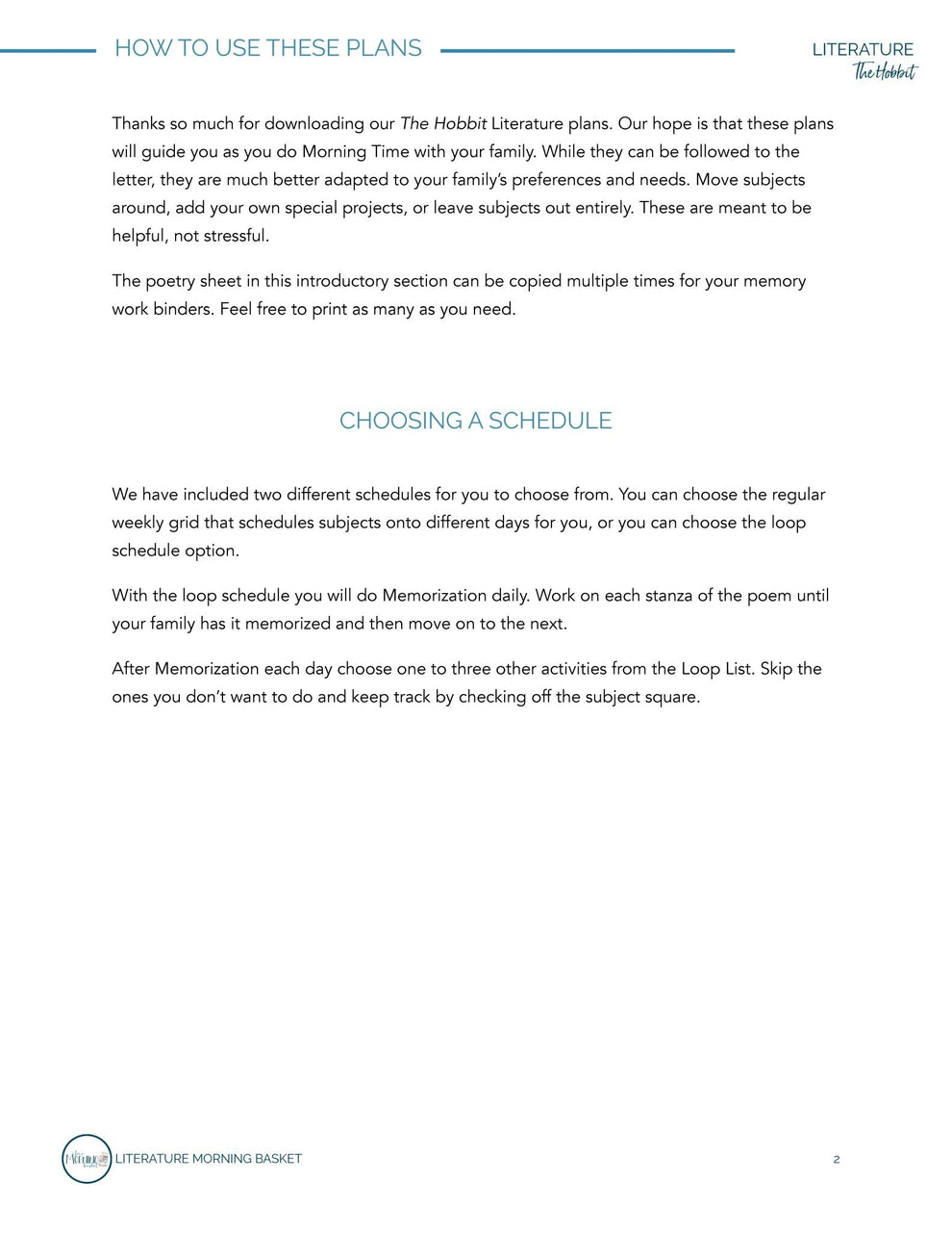The Hobbit Morning Time Plans – Homeschool Better Together