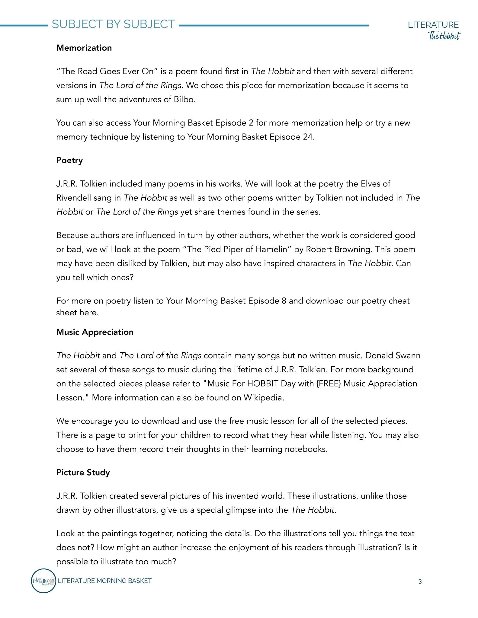 The Hobbit Morning Time Plans – Homeschool Better Together