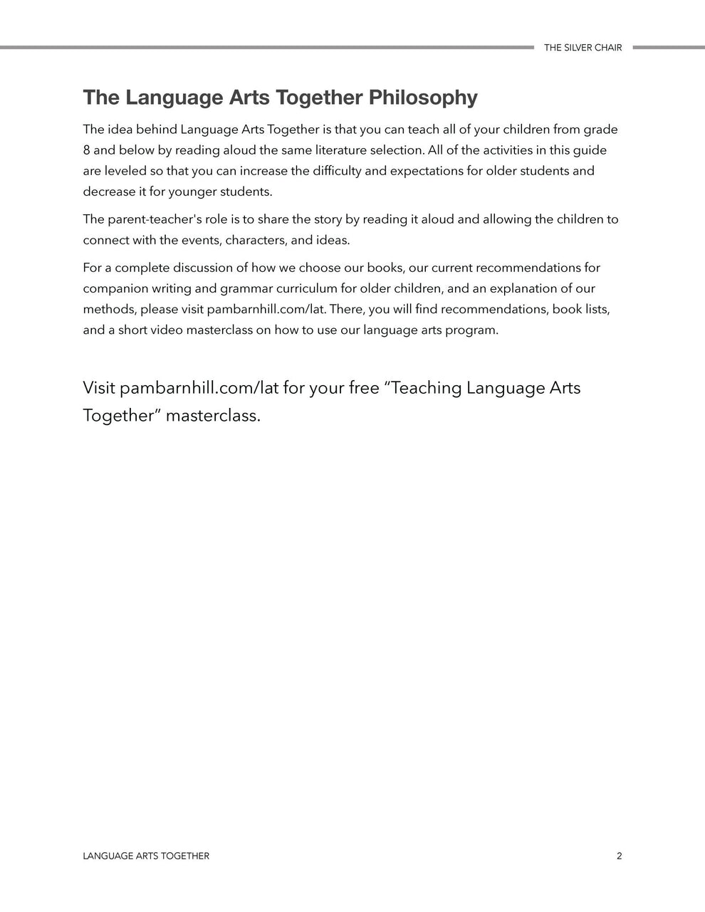 The Silver Chair Language Arts Together – Homeschool Better Together