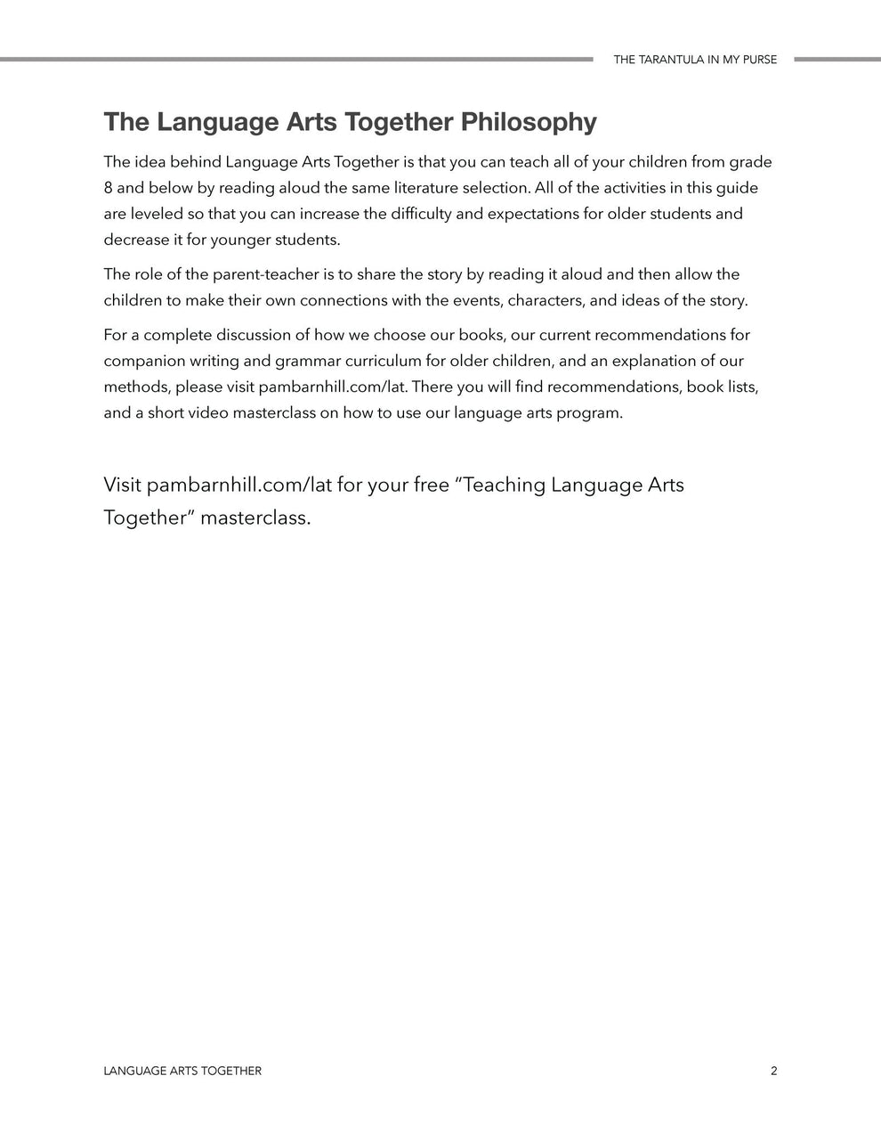 The Tarantula in My Purse Language Arts Together – Homeschool Better ...
