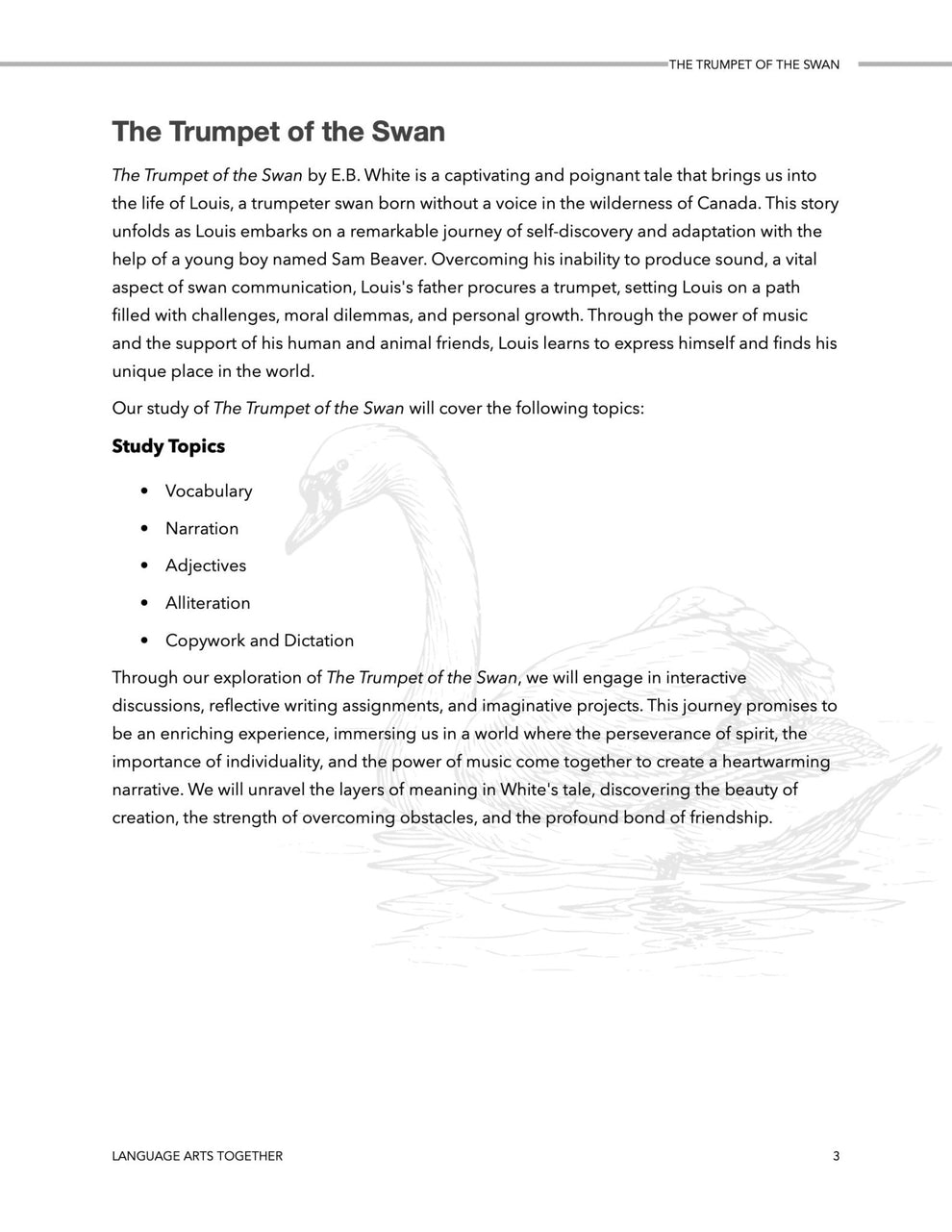 The Trumpet of the Swan Language Arts Together – Homeschool Better Together